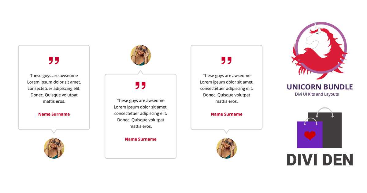 Divi Testimonials Layout Pack - 7 UI Modules
